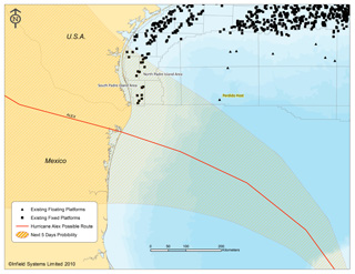 Offshore Hurricane Mapping and GIS for Oil and Gas Field rig and ...